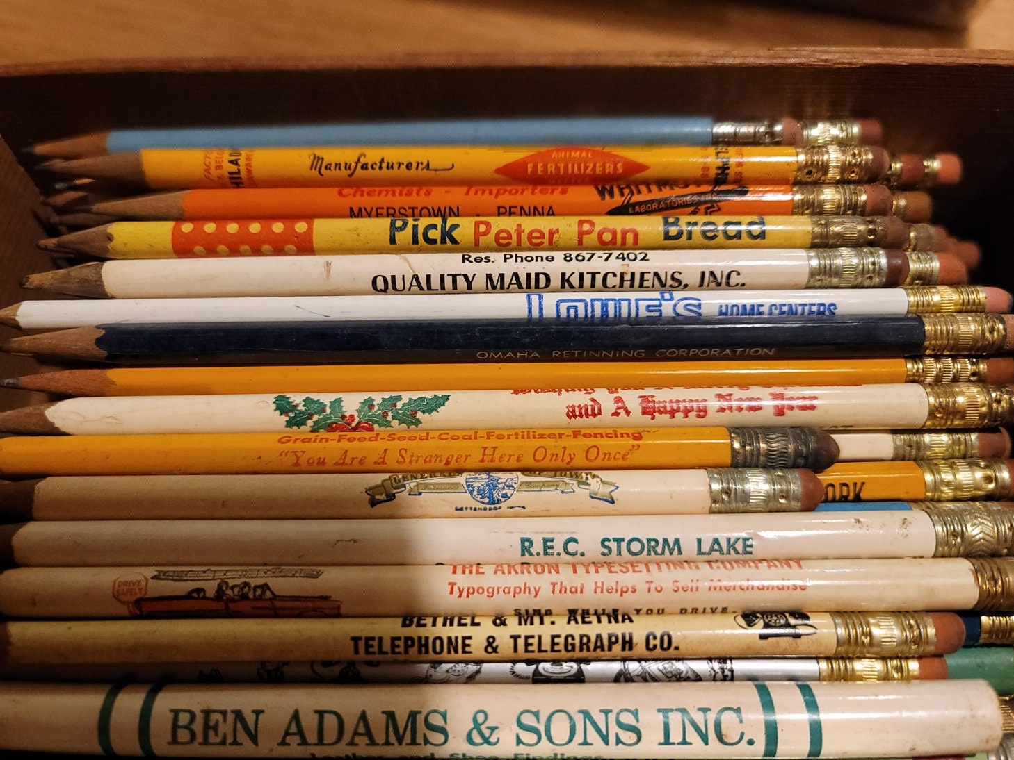 Random Lot of 10 Vintage USED Advertising Pencils Round Hexagon Lead ...