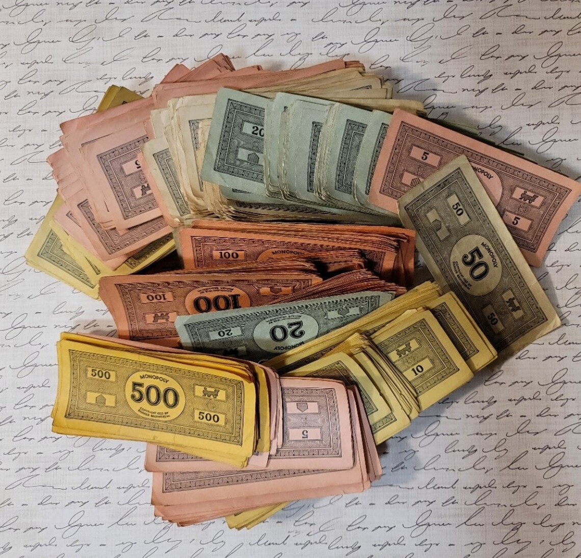 33 Bills of Very Vintage Monopoly Money / Smaller Bill 3.75 X 1.75 Play ...