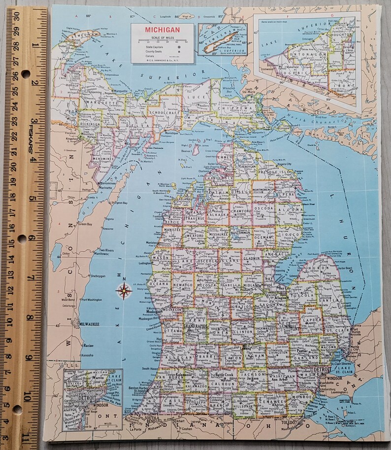 Vintage 1967 State Maps From Hammond Award World Atlas Buy - Etsy