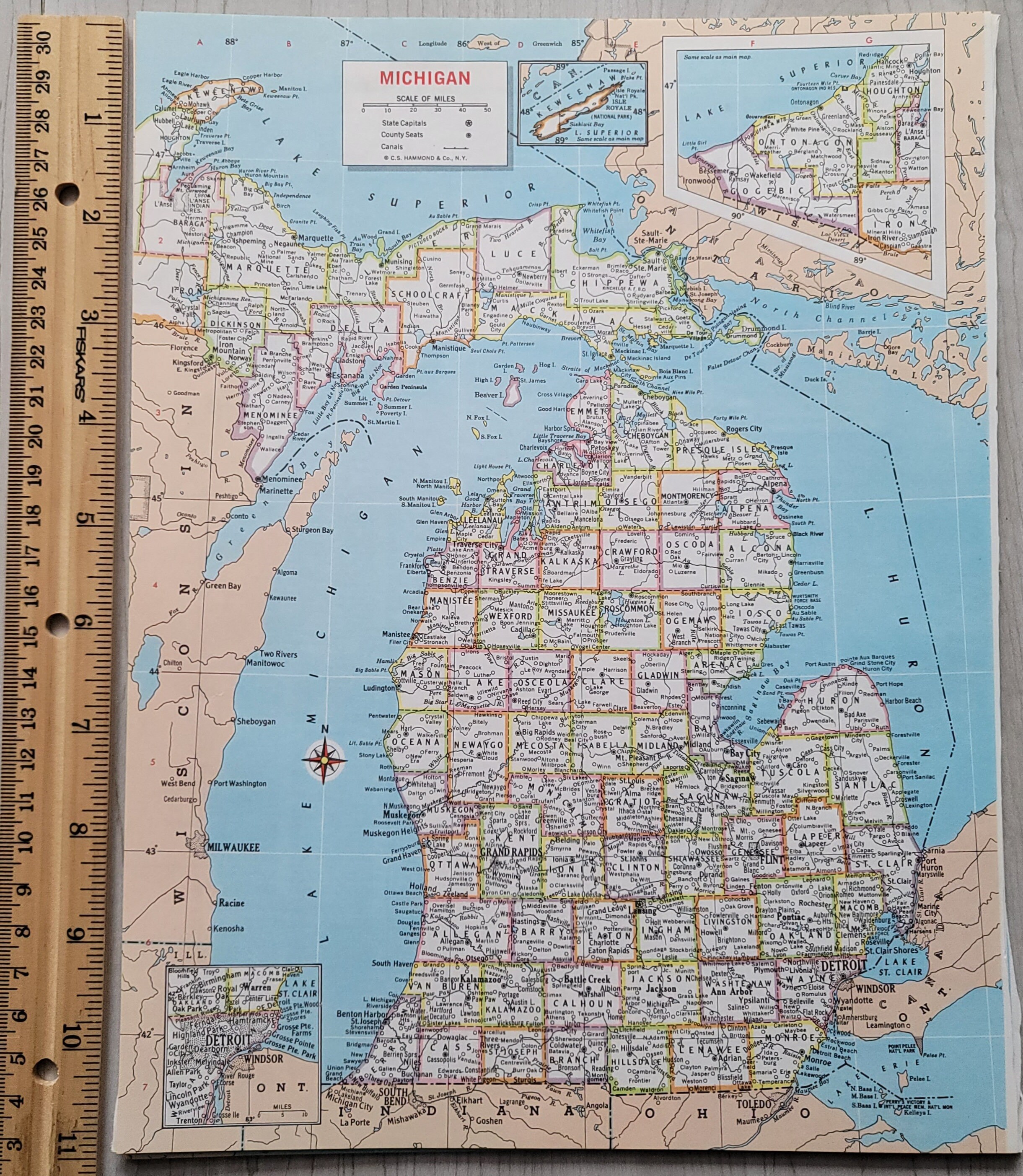Vintage 1967 State Maps From Hammond Award World Atlas Buy - Etsy