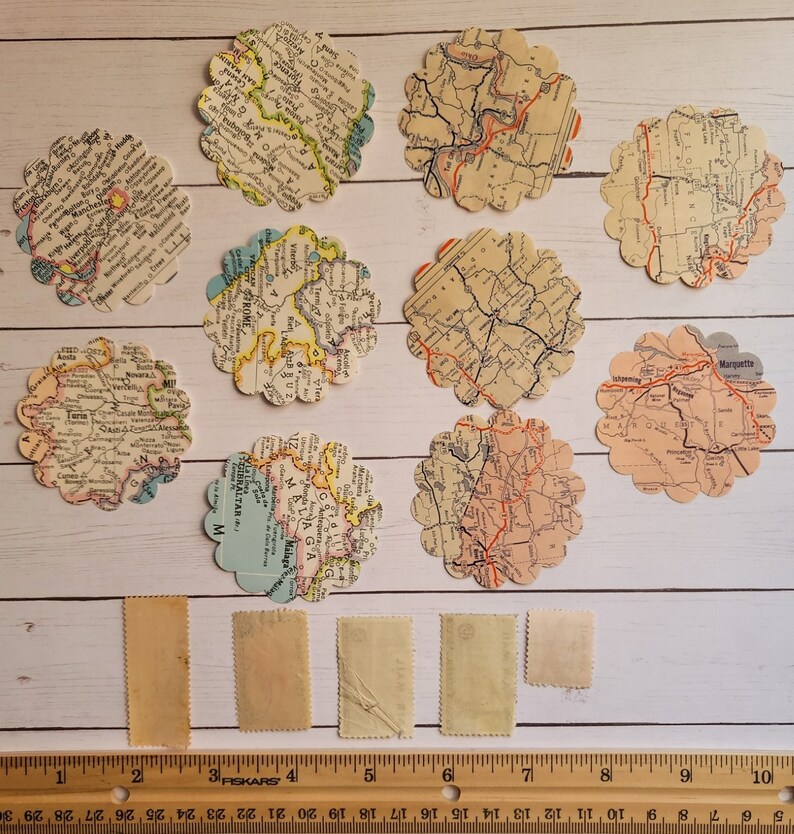 Vintage Air Mail Pack Postage Stamps Envelope Map Pieces Travel Journal ...