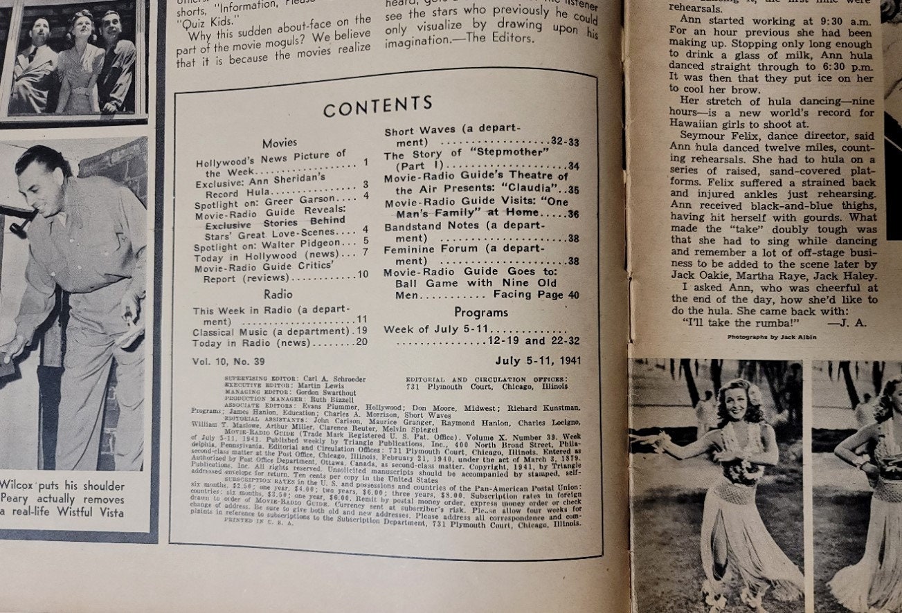 Vintage Magazine 1941 Movie Radio Guide Olivia Dehavilland, Ginger ...