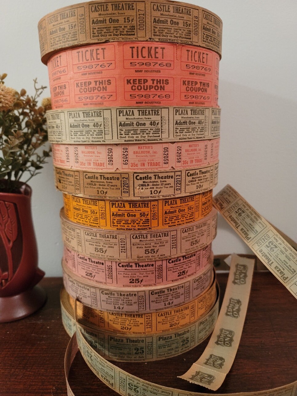 11 Tickets / 1 From Each Roll / Authentic Vintage Tickets / Castle and ...