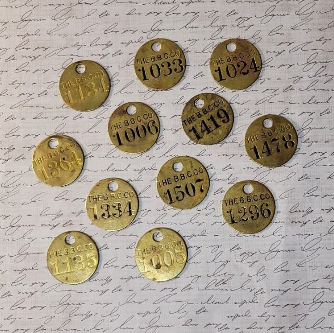 Vintage Round Brass Tool Check Brass Tags the BBC Company Assemblage - Etsy