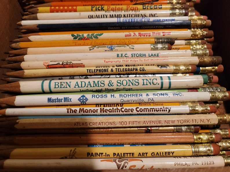 Random Lot of 10 Vintage USED Advertising Pencils Round Hexagon Lead ...