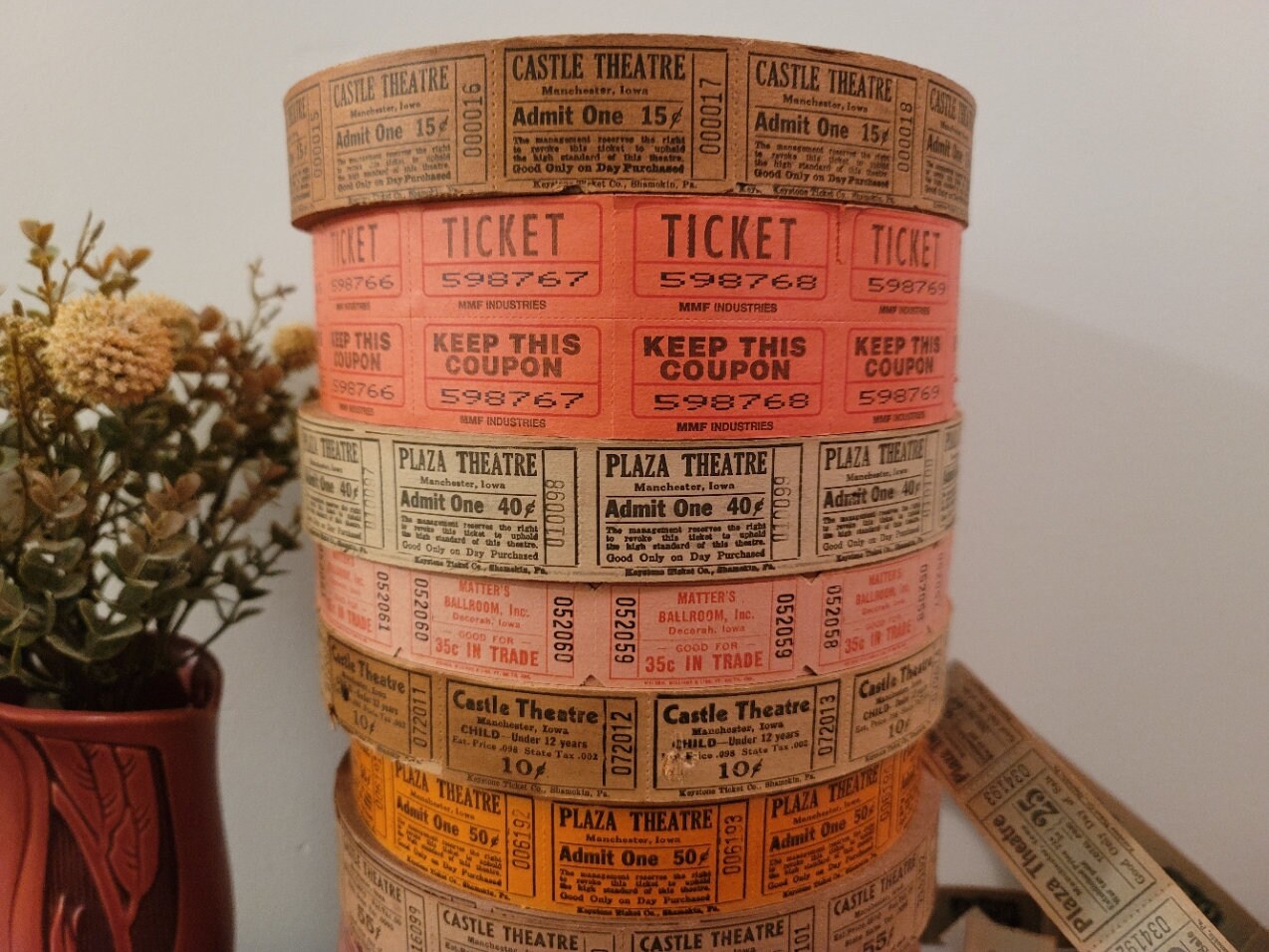 11 Tickets / 1 From Each Roll / Authentic Vintage Tickets / Castle and ...