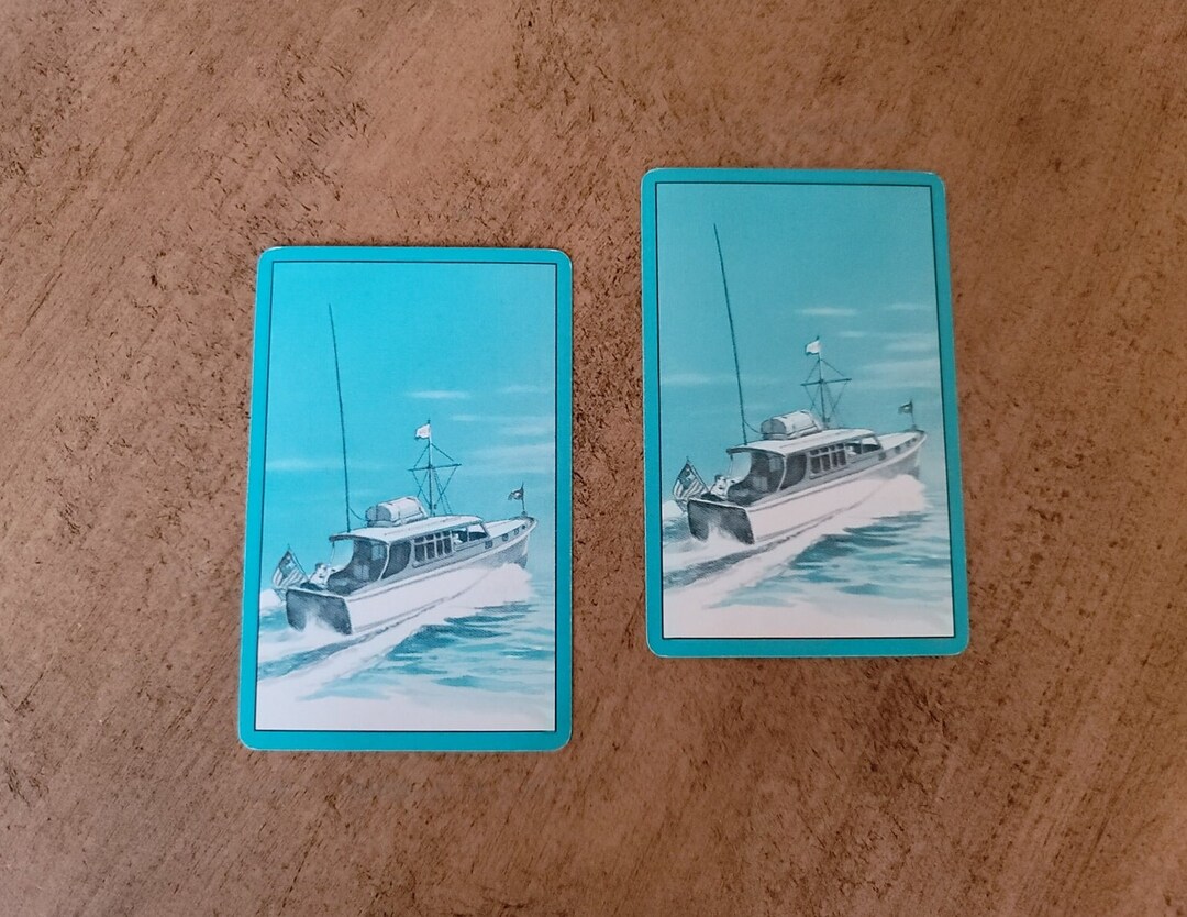 Two Turquoise Vintage Swap Cards / Playing Cards/ Boat Cards / Ship ...