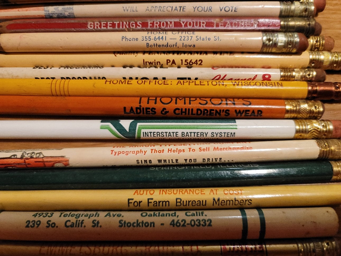 Random Lot of 10 Vintage USED Advertising Pencils Round Hexagon Lead ...