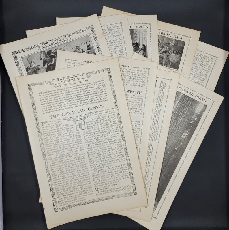 25 Antique Book Pages 1920s Book of Knowledge Vintage Junk - Etsy