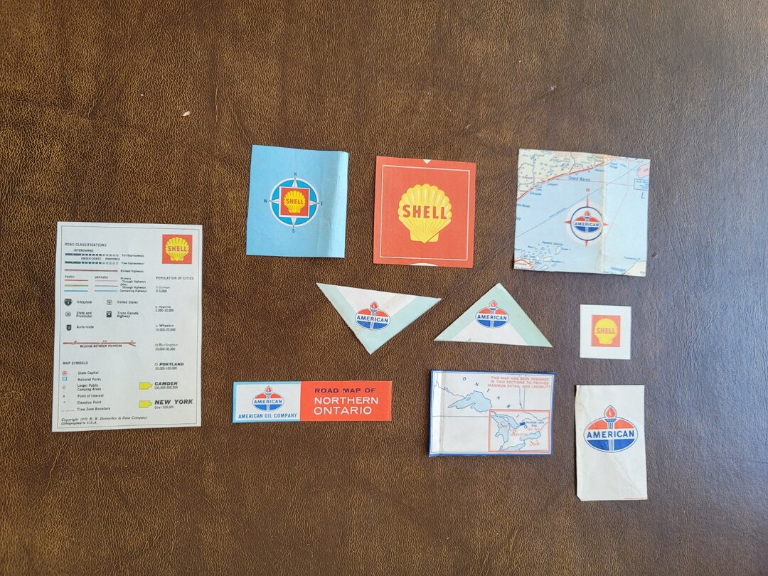 Variety of 10 Small Vintage Paper Map Pieces Shell American Standard - Etsy