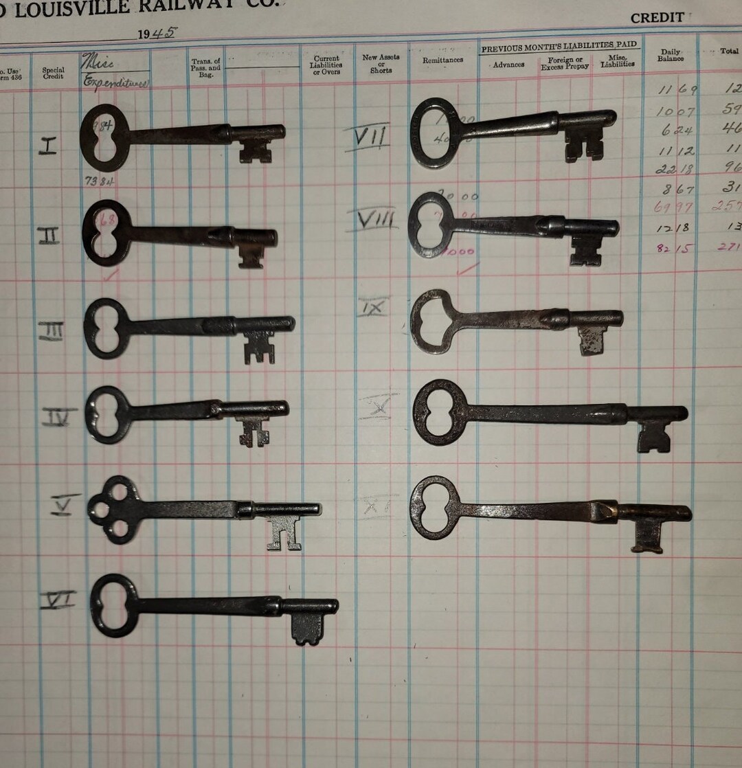 Antique Skeleton Keys - Flat Handle Sargent Lockwood Yale Towne Steel ...