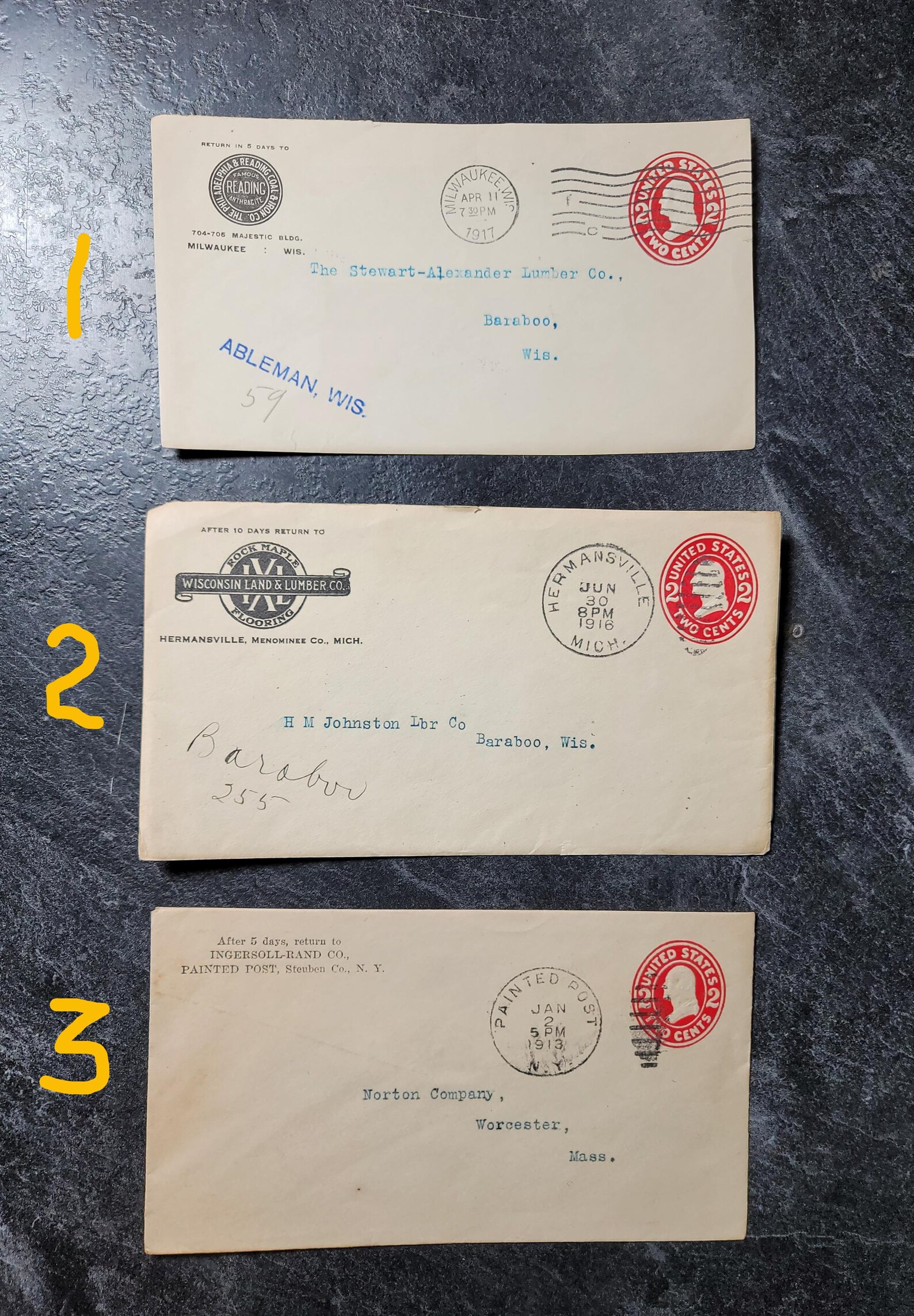 Used Stamped Envelopes From 1904 to 1939 Choice Postal History ...