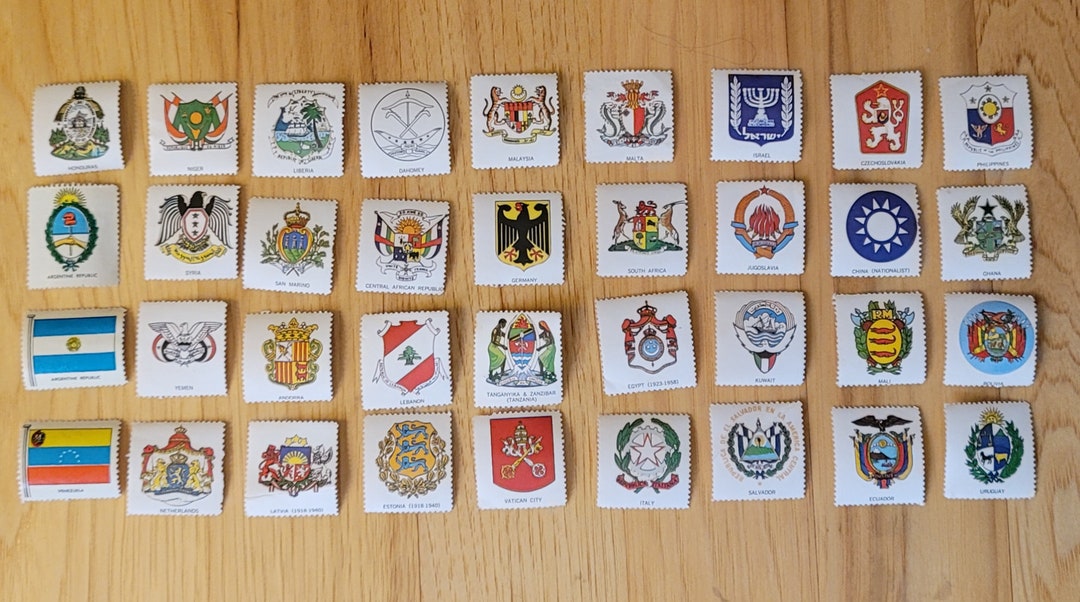 Vintage Coat of Arms and Flags of the World Stamps 36 in All Sold as a ...
