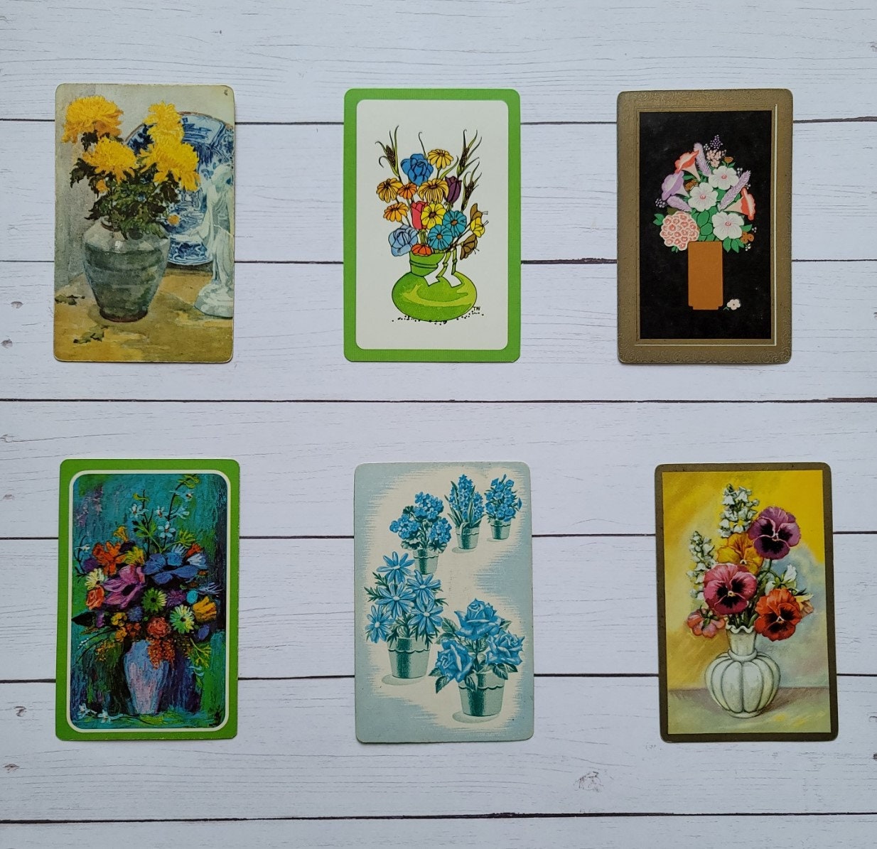 Six Floral Swap Cards / Playing Cards / Journal Embellishments ...