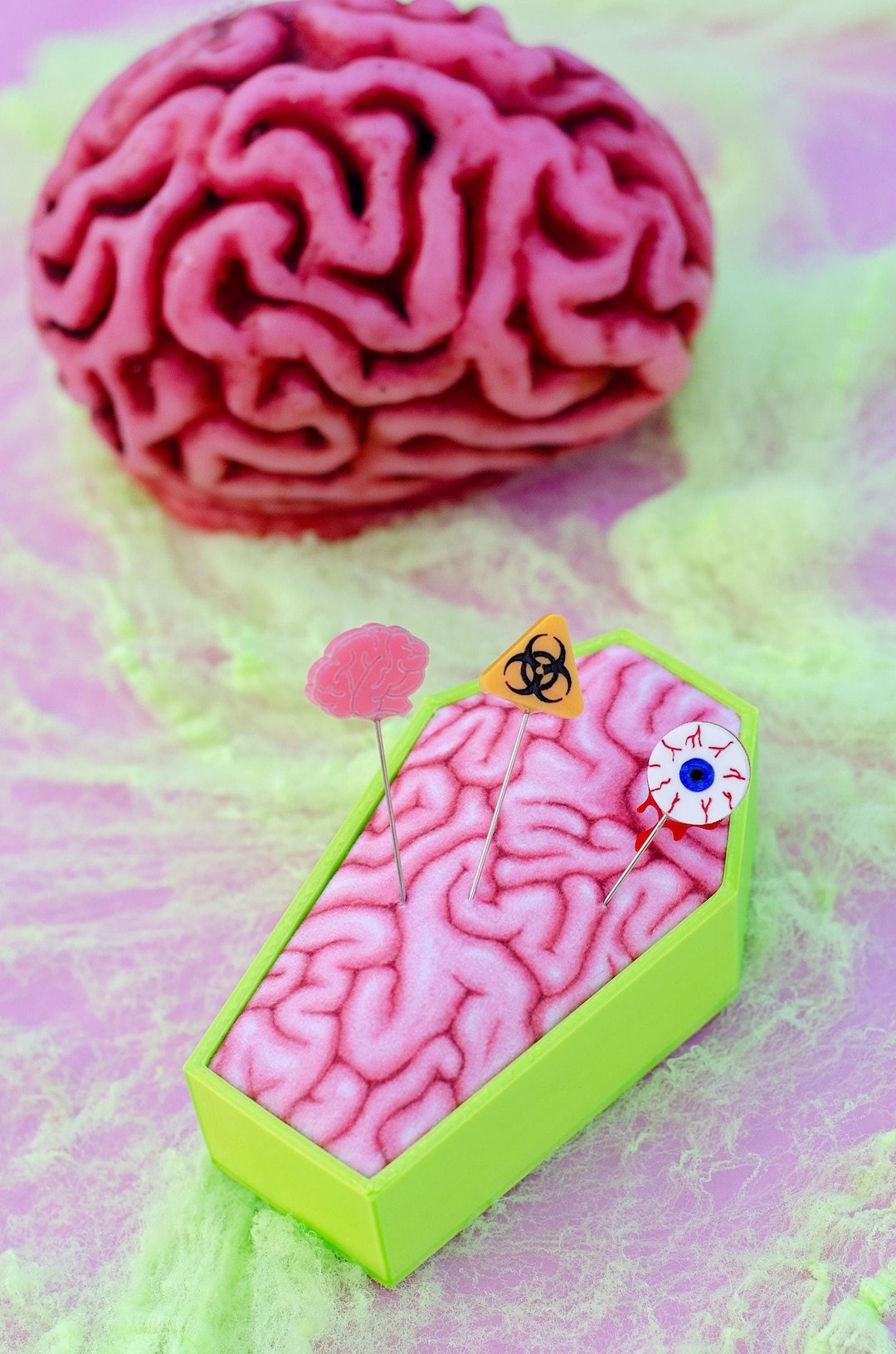 Deadly Notions Zombie Brains Coffin Pincushion With Zombie Apocalypse ...