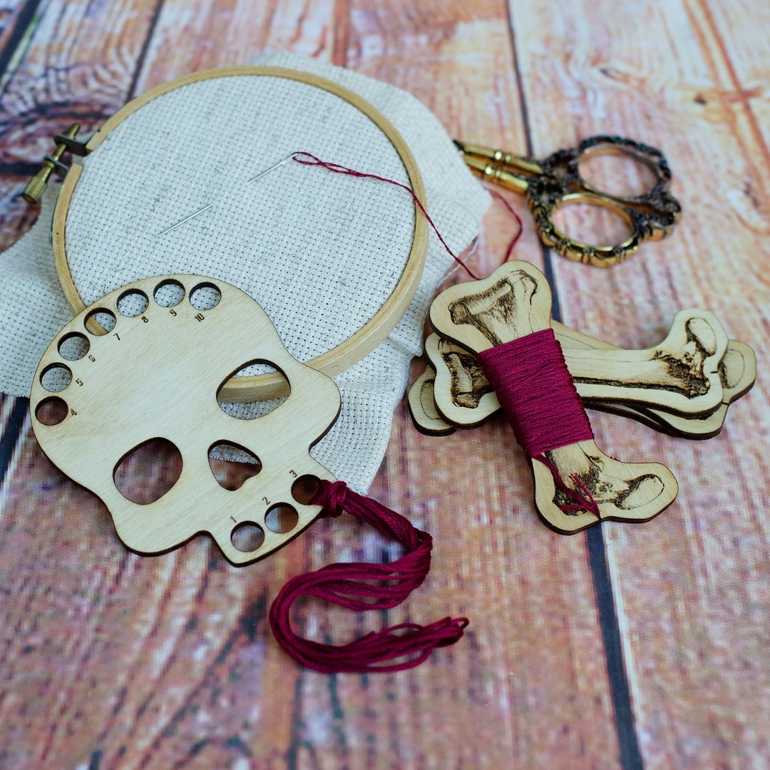 Deadly Notions Skull and Bones Floss Set - Etsy
