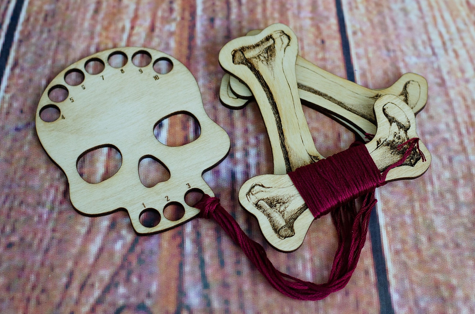 Deadly Notions Skull and Bones Floss Set - Etsy