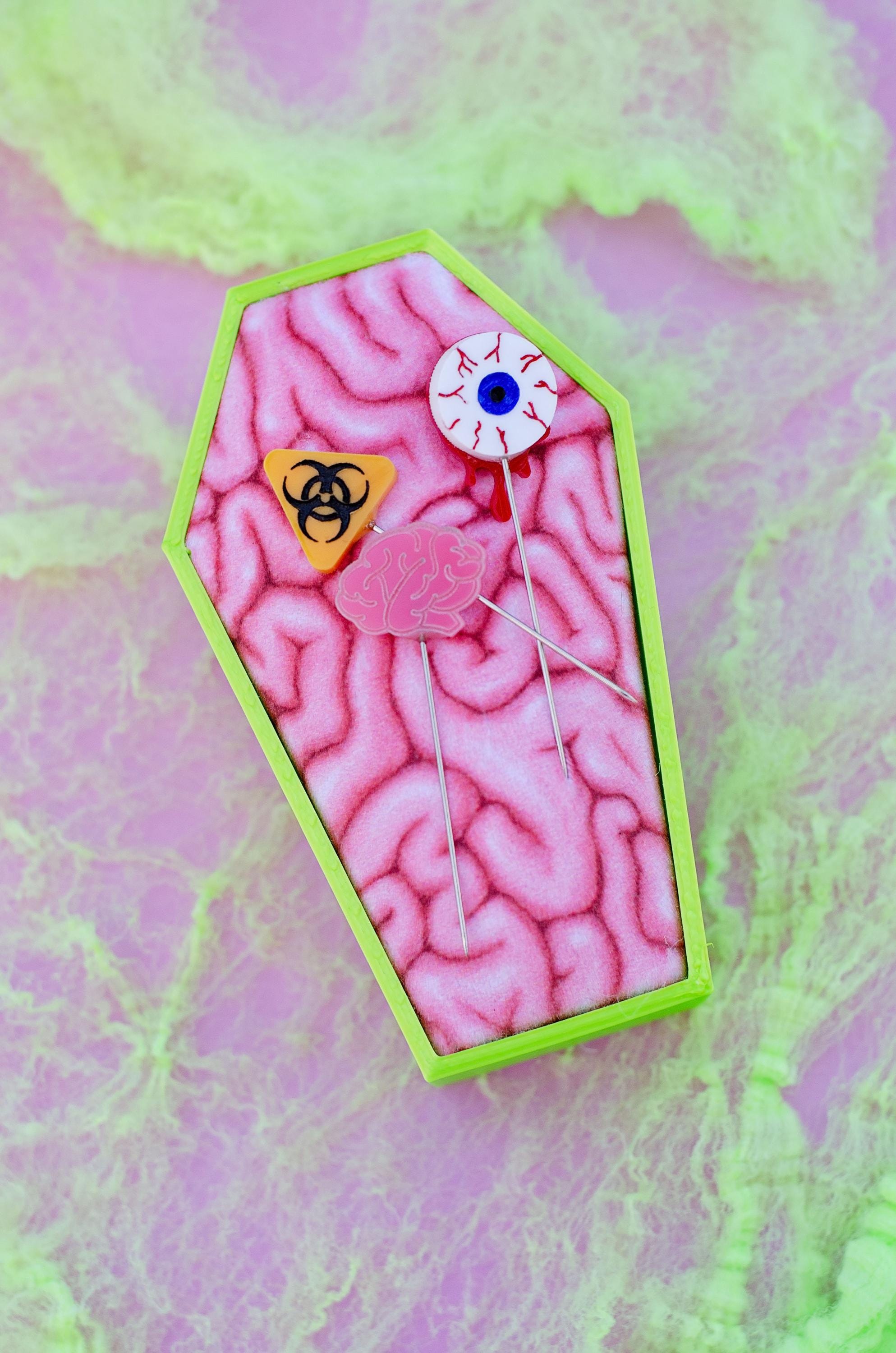 Deadly Notions Zombie Brains Coffin Pincushion With Zombie Apocalypse ...