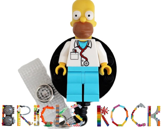 Homer Simpson™ Doctor Nurse Badge Reel Made With LEGO® Minifigure ...