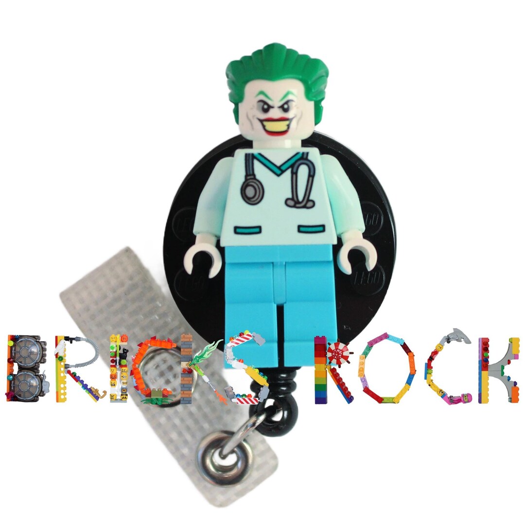 Joker™ Nurse Doctor Aqua Scrubs Badge Reel Made With LEGO® Minifigure ...
