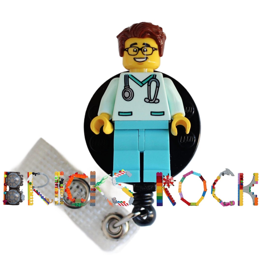 GLASSES Male Nurse Doctor Aqua Scrubs With Glasses Badge Reel Made With ...