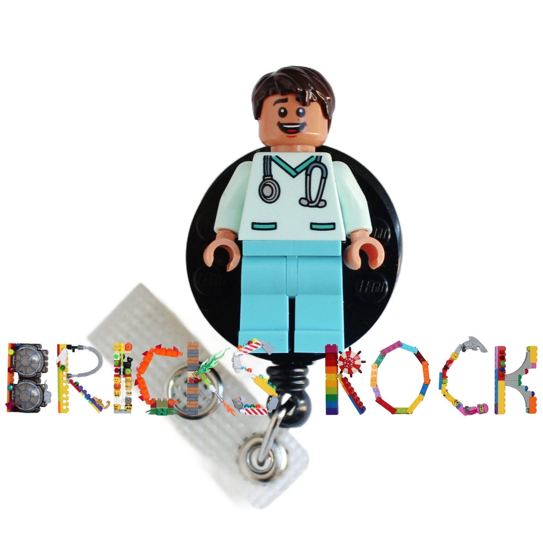 Nurse Doctor Aqua Scrubs Nougat Skin Male Badge Reel Made With LEGO ...