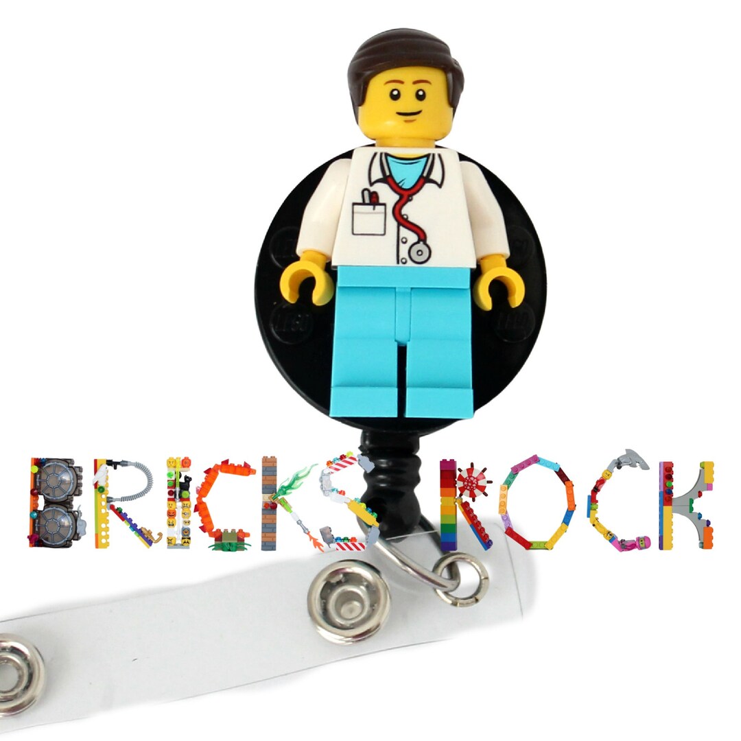 Nurse Doctor Scrubs Badge Reel Made With LEGO® Minifigure™ Male ...