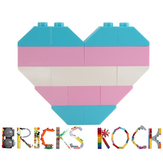 Transgender Pride Flag Heart Pin Brooch made with LEGO® bricks - Etsy