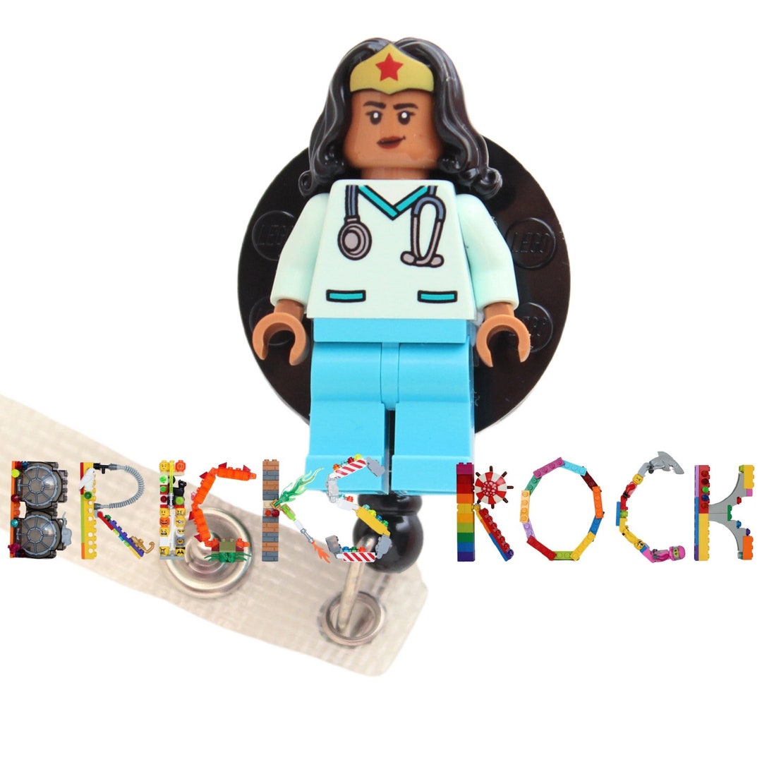 Wonder Woman™ Nurse Doctor Scrubs Badge Reel Made With LEGO® Minifigure ...