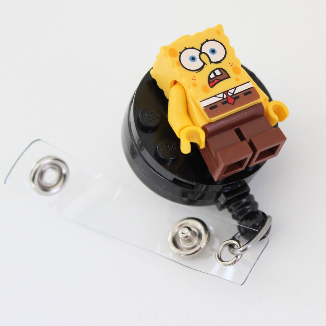 Spongebob™ Badge Reel Made With LEGO® Minifigure Pediatric | Etsy