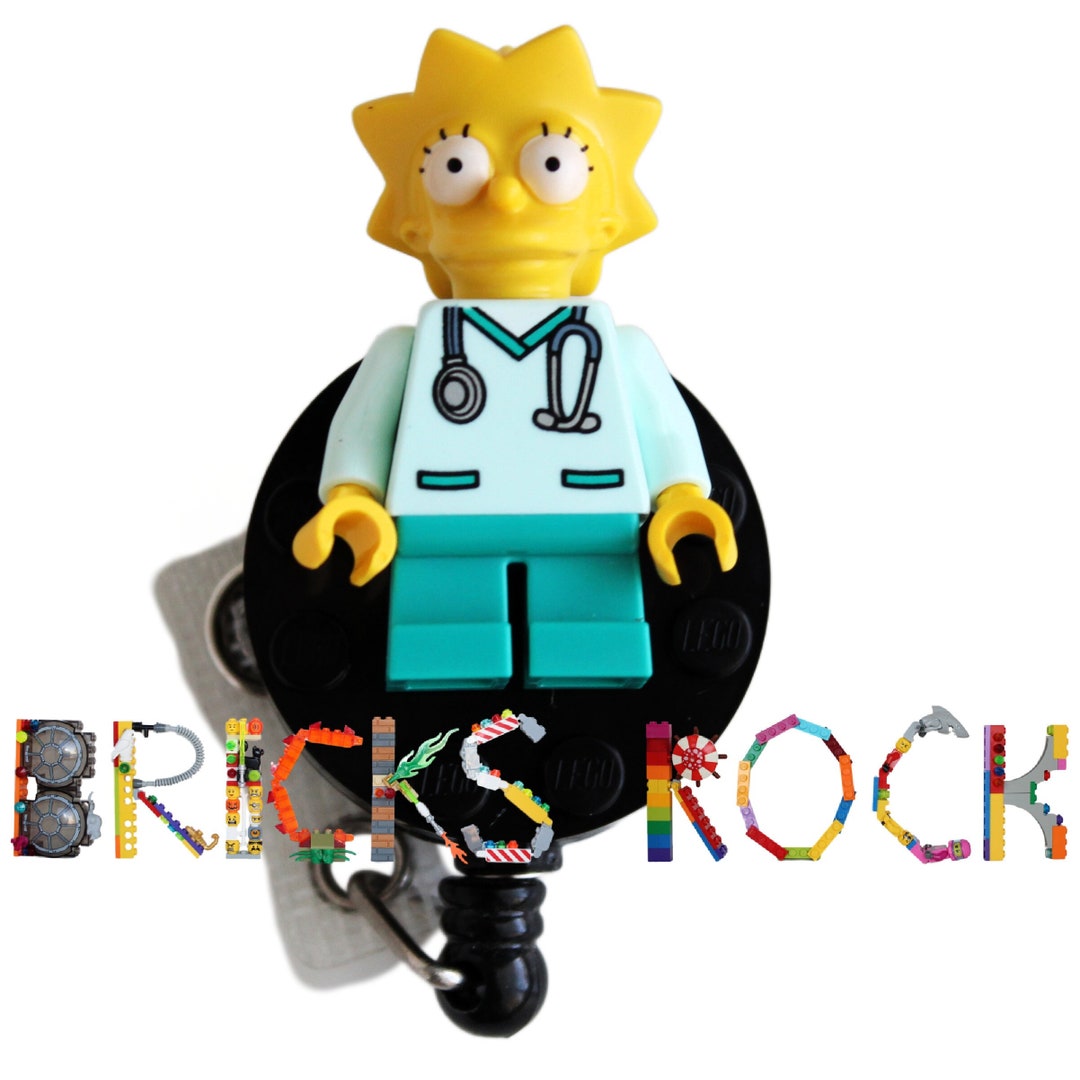 Lisa Simpson - Aqua Scrubs - Badge Reel Made With LEGO®- ID Holder - Etsy