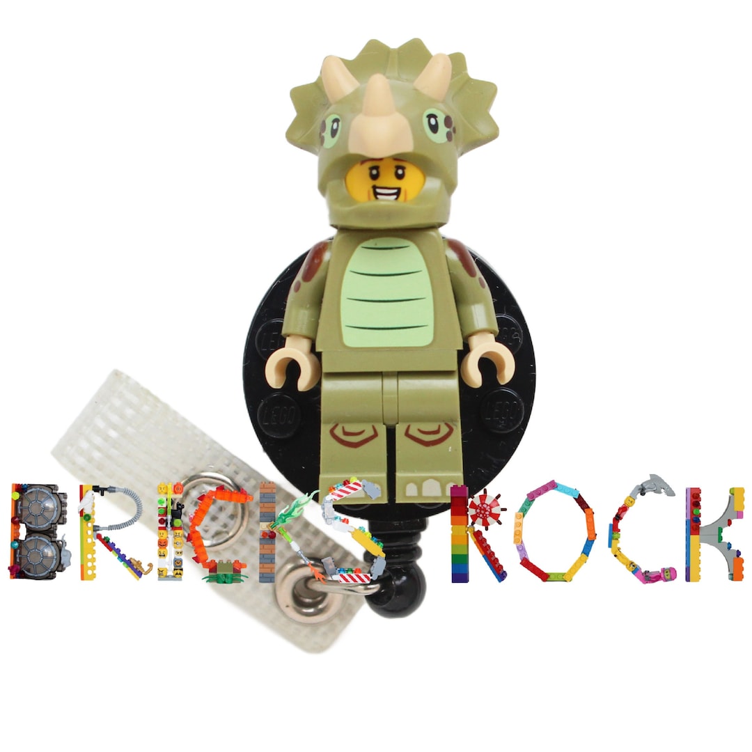 Triceratops Costume Guy - Badge Reel Made With LEGO® Minifigure™- ID ...