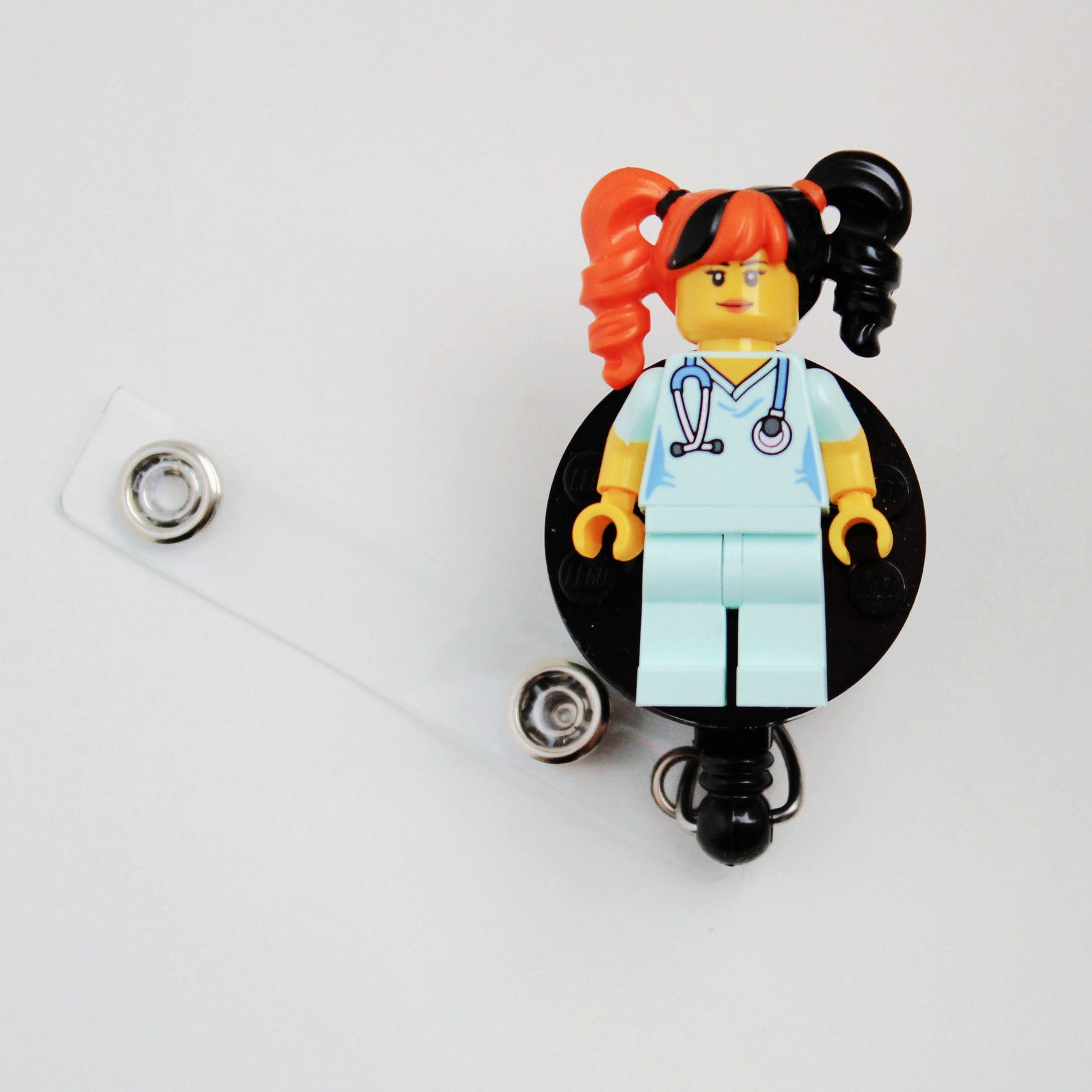 Nurse Doctor Aqua Scrubs Badge Reel made with LEGO® | Etsy