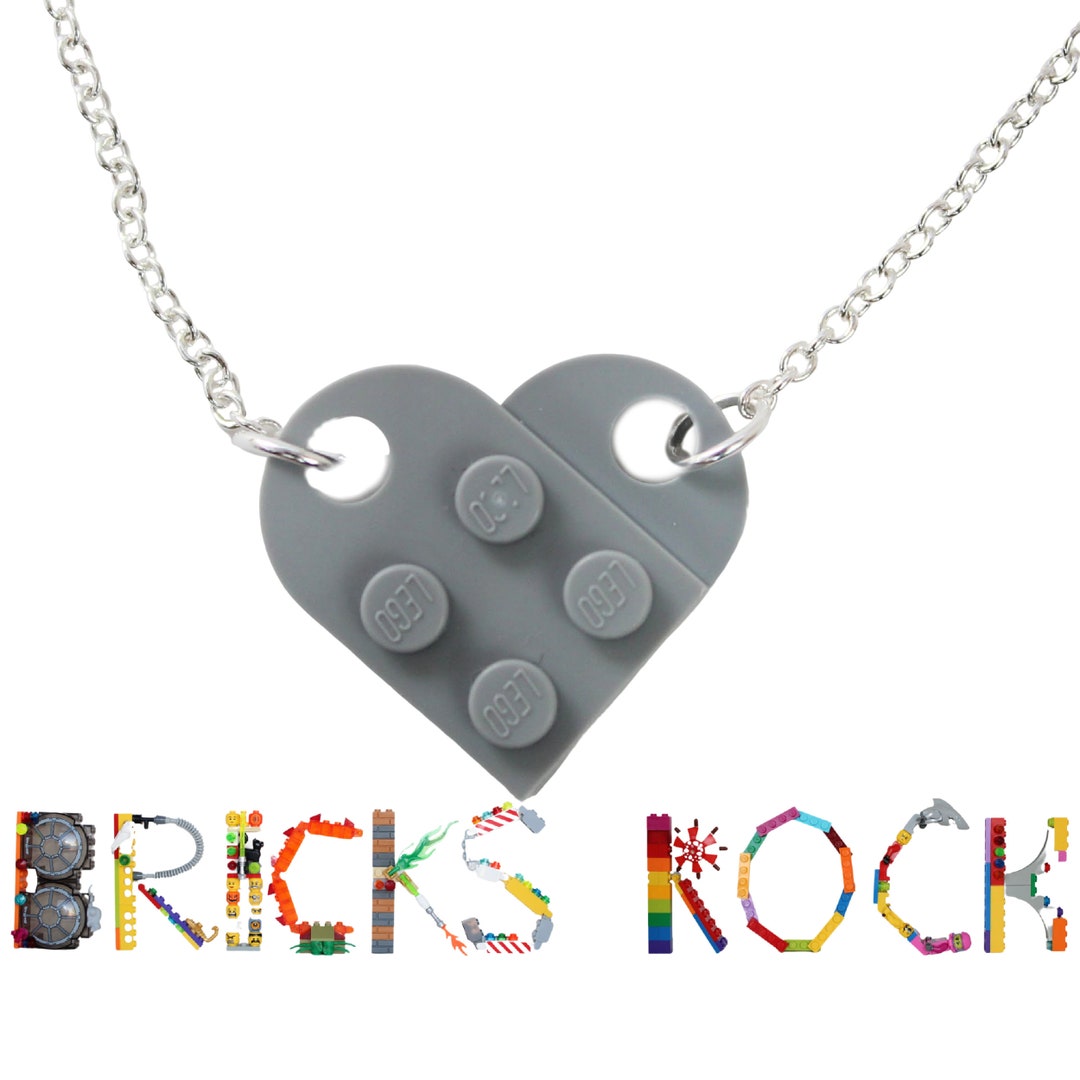 Light Gray Heart Necklace Made With LEGO® - Friendship Jewelry - Etsy