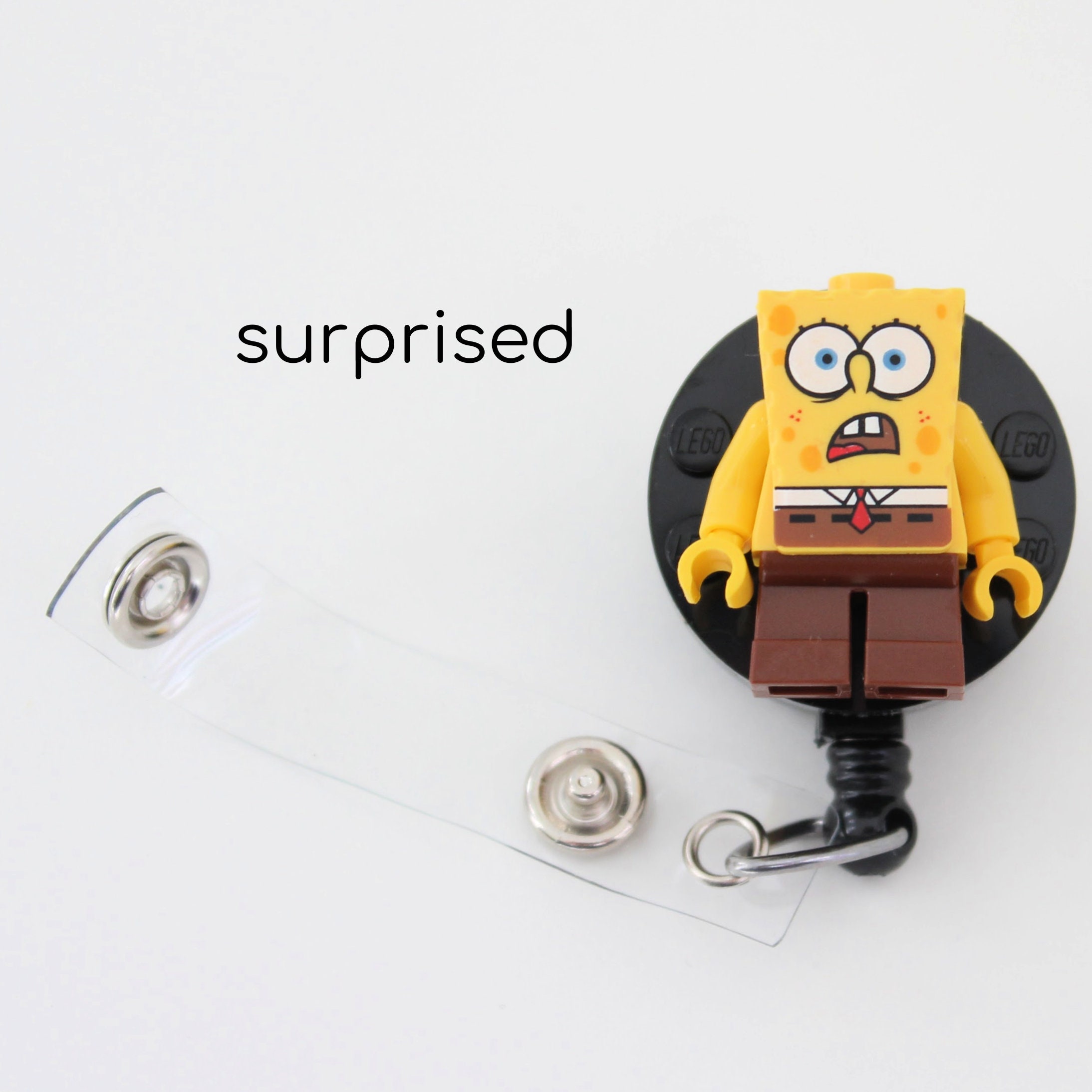 Spongebob™ Badge Reel Made With LEGO® Minifigure Pediatric | Etsy