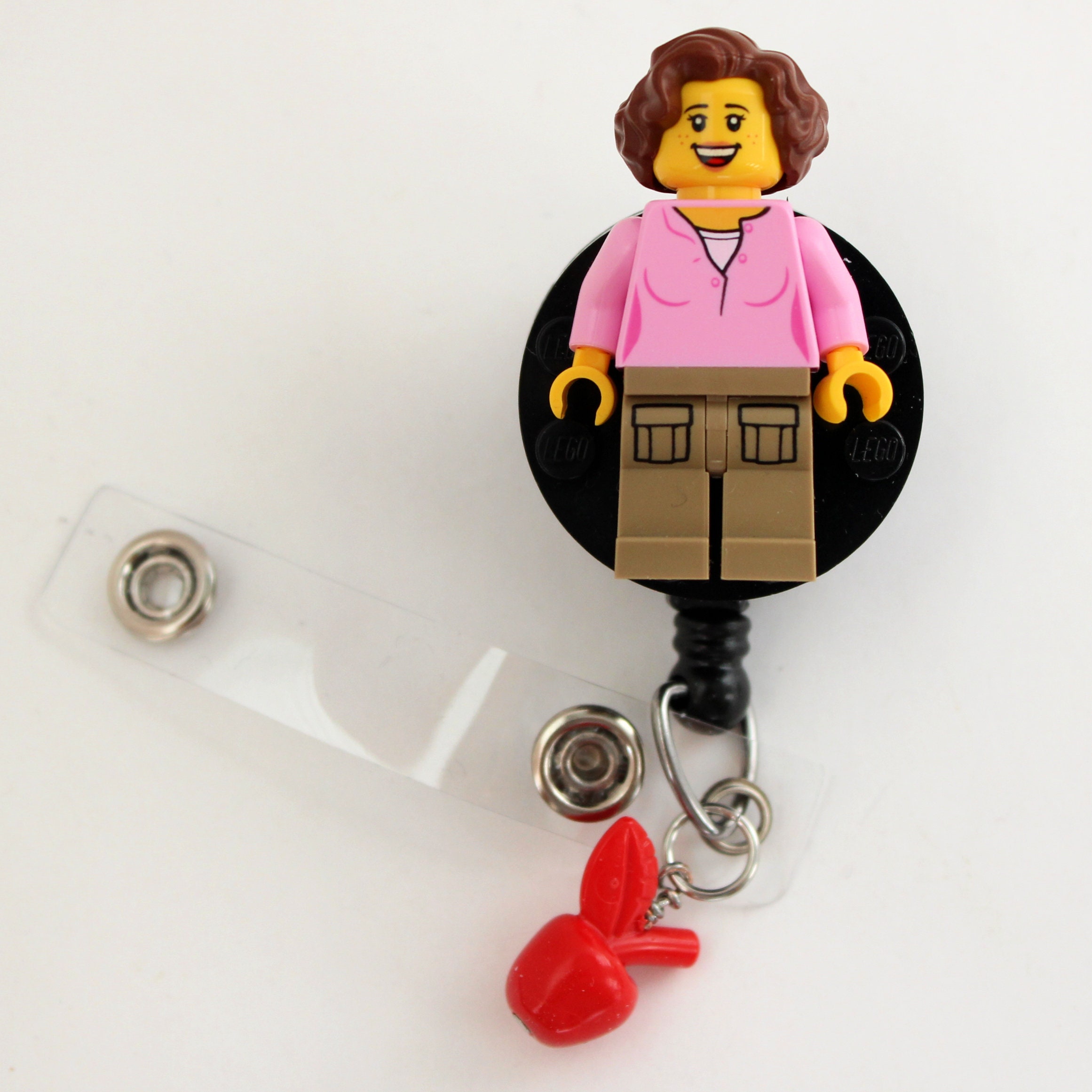 Teacher Badge Reel made with LEGO® Minifigure™ Female ID | Etsy