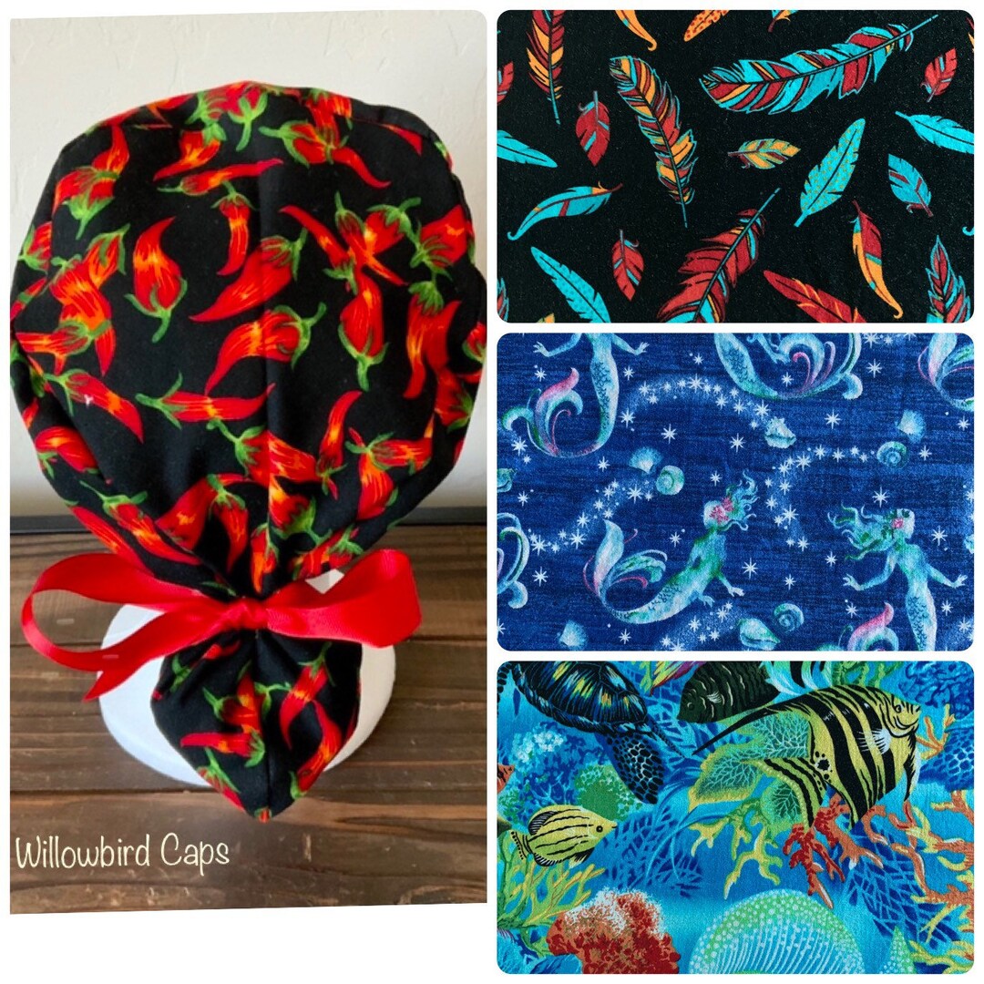 Scrub Cap With Ponytail Holder/ Scrub Hat/ Surgical Scrub Cap/ Hair ...