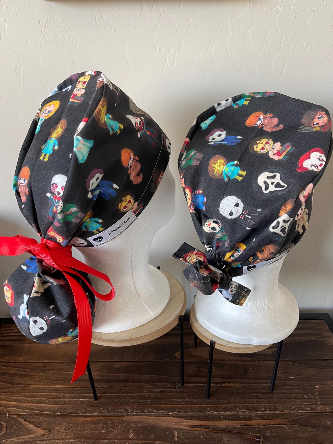 Halloween Horror Gang-scrub Cap With Ponytail Holder/ Shorthair Scrub ...