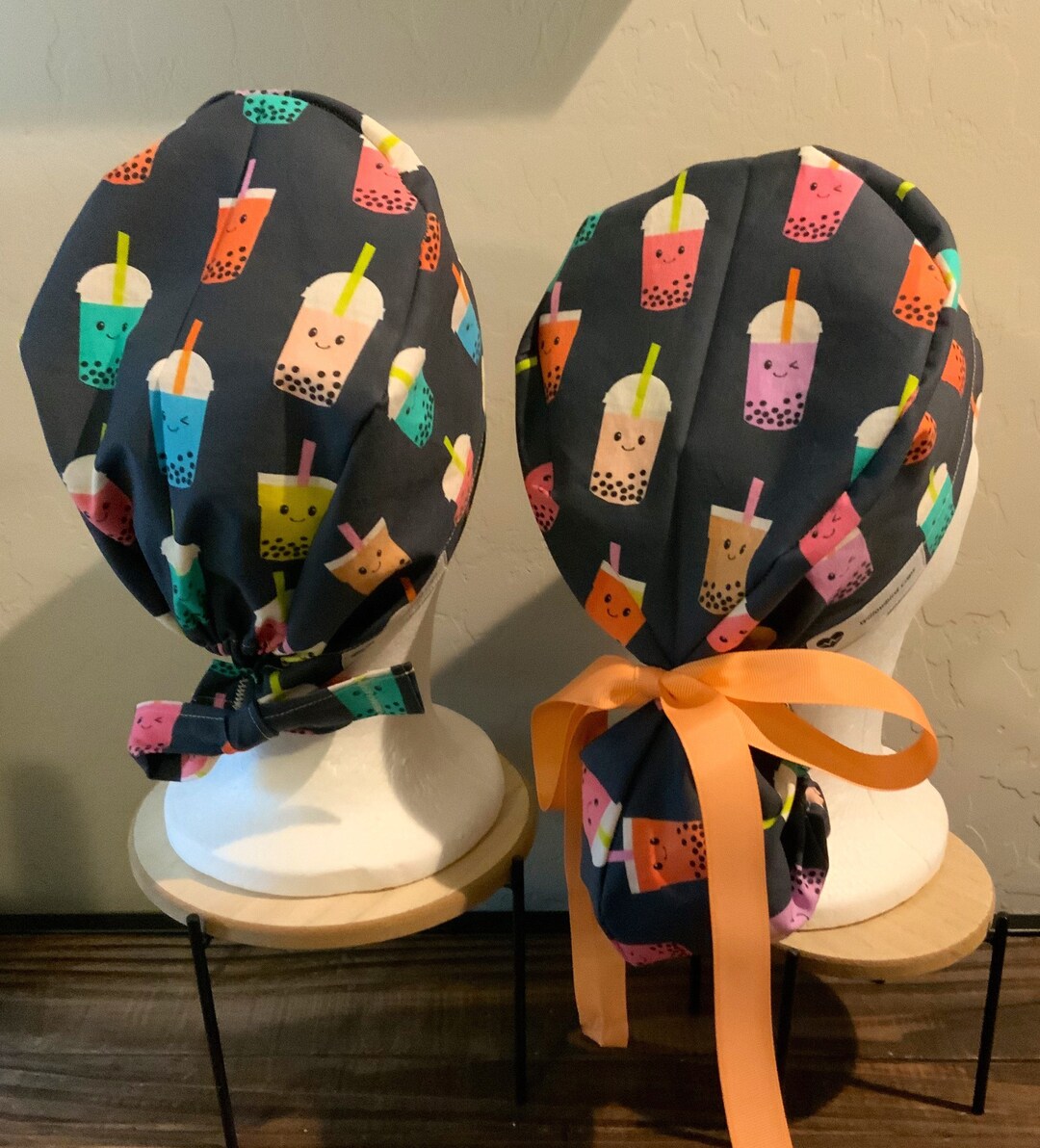 Large Boba scrub Cap With Ponytail Holder/ Shorthair Scrub Cap/scrub ...