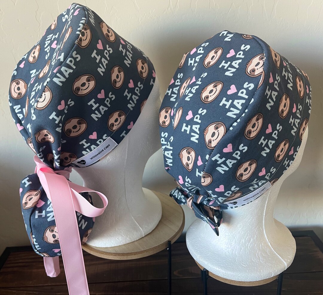 I Love Naps Sloth Ponytail Scrub Cap/ Shorthair Scrub Cap/surgical ...