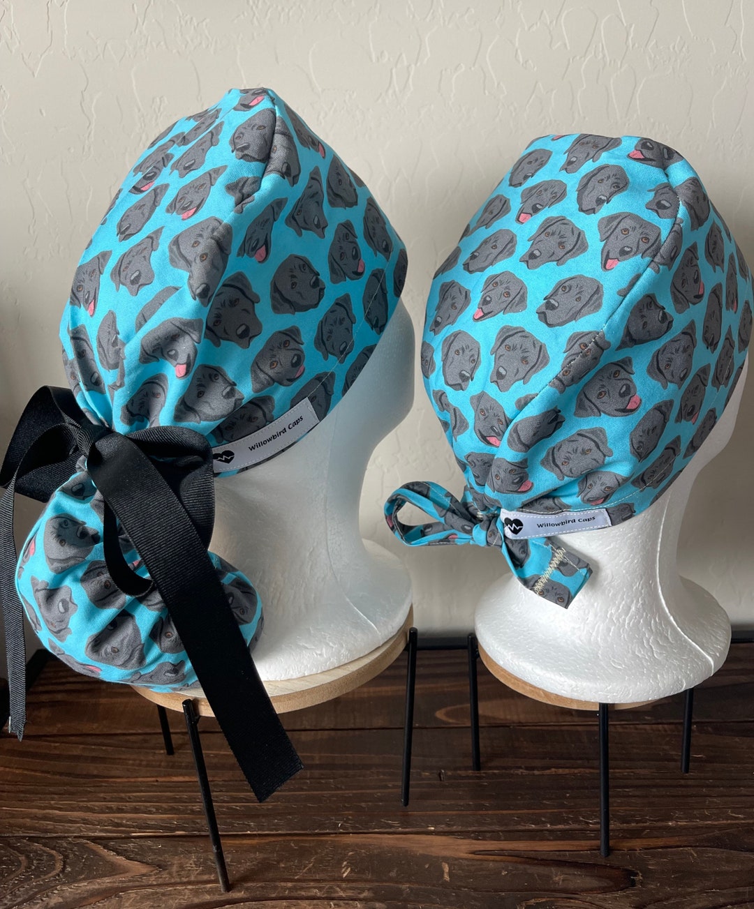 Black Labrador Scrub Cap With Ponytail Holder/ Shorthair Scrub Cap ...