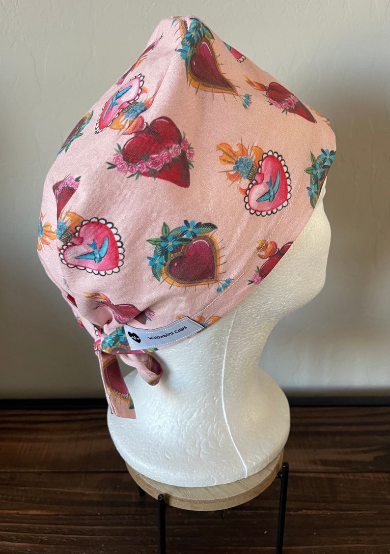 Sacred Heart-scrub Cap With Ponytail Holder/ Shorthair Scrub - Etsy