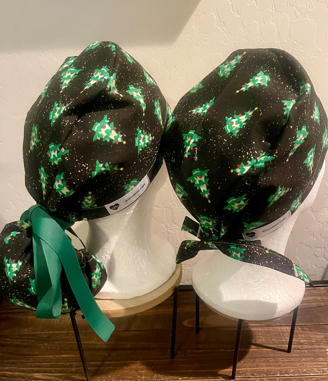 Christmas Trees -scrub Cap With Ponytail Holder/ Shorthair Scrub Cap ...