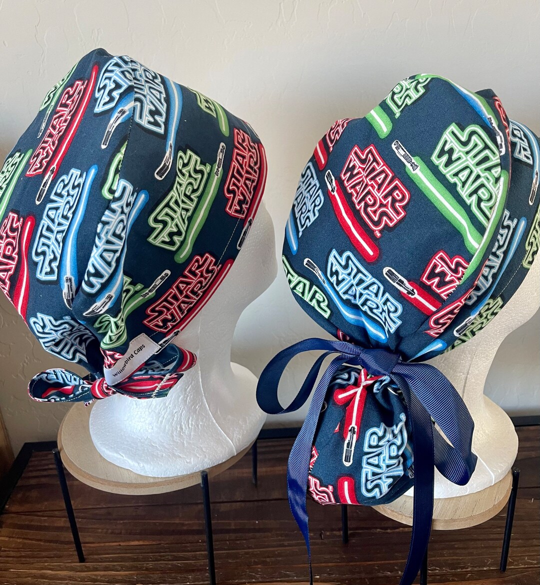 Star Wars Neon Light Sabers Scrub Cap With Ponytail Holder/ Shorthair ...