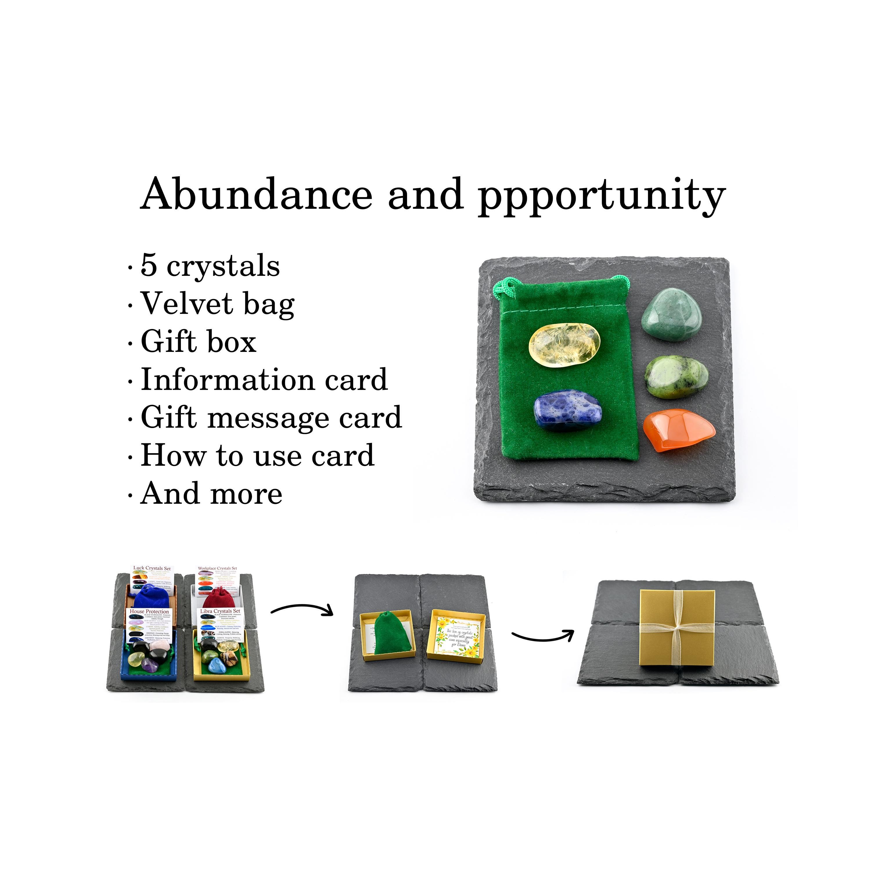Abundance and Opportunity Crystal Set, Success and Luck, Gift for ...