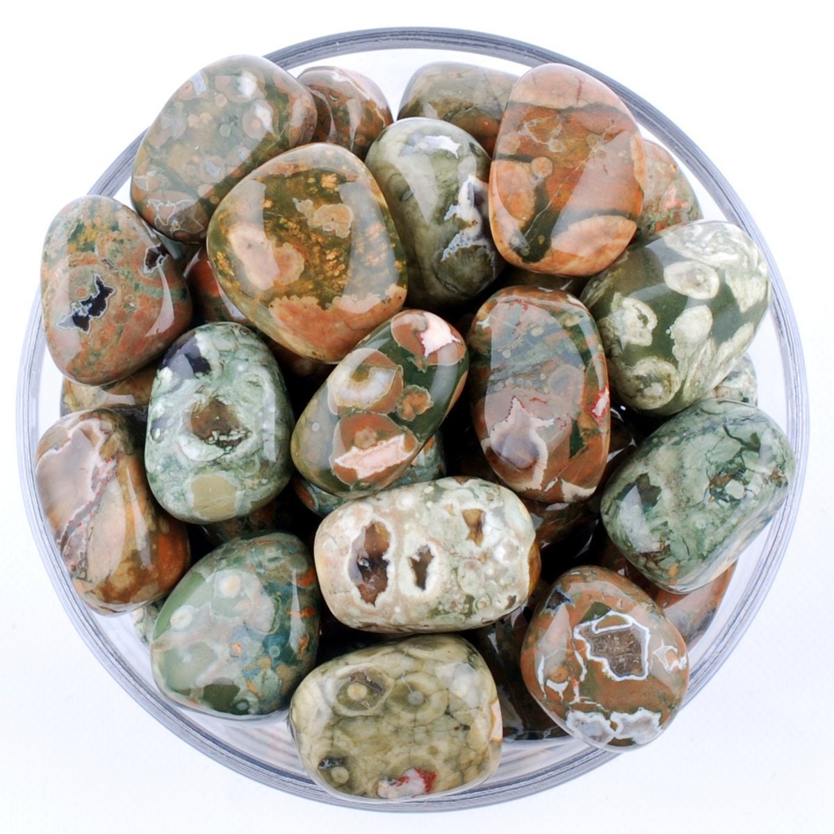 Gemstones kambaba jasper & rainforest rhyolite Tumble bundle; moss ...