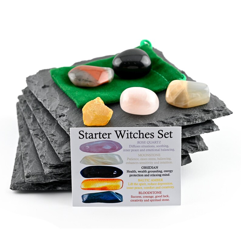 Starter Witches Crystal Set, Spiritual Magic, Gift for Crystal Lovers ...