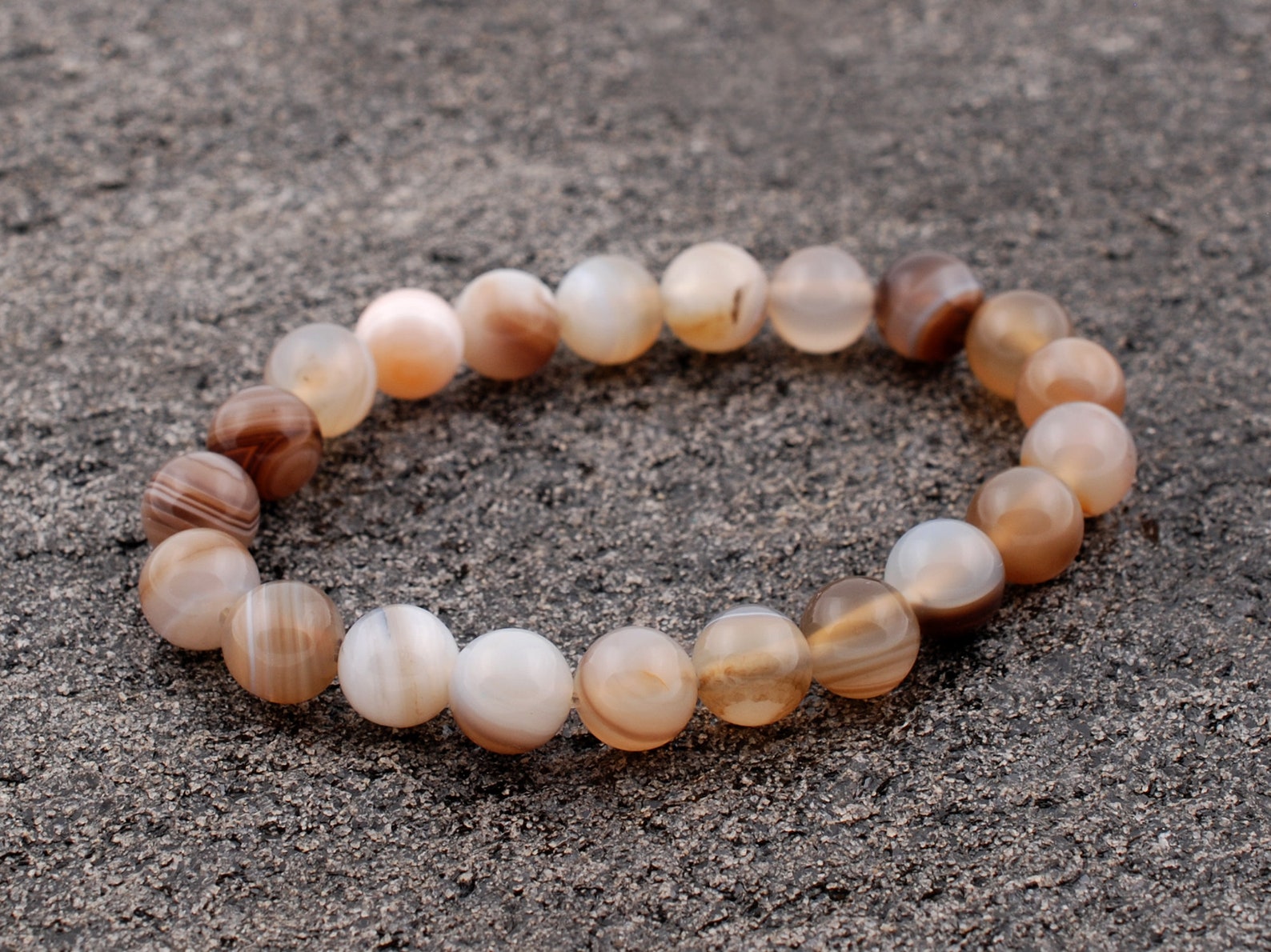 Brown Banded Agate Bracelet Light Brown Banded Agate Bracelet - Etsy