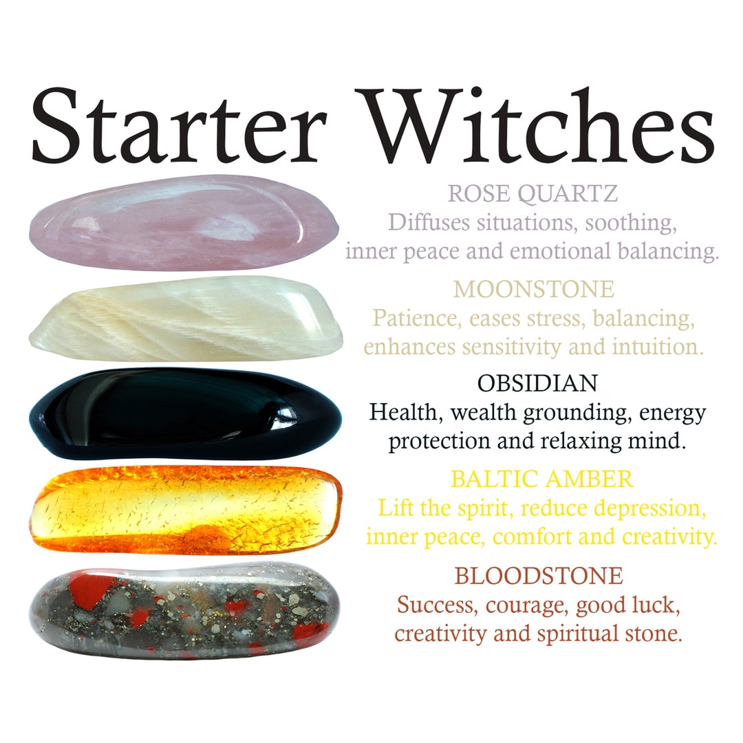 Starter Witches Crystals Set, Witchcraft Crystals Kit, Rose Quartz ...