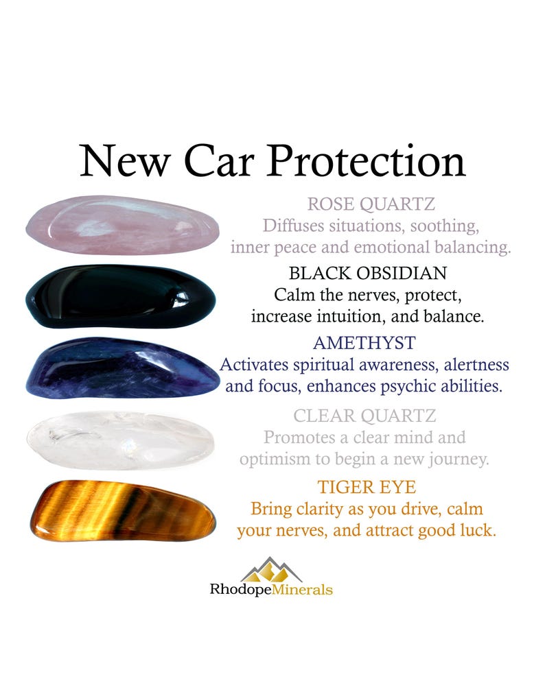 New Car Protection Crystal Set, New Car Protection Amulet, Rose Quartz ...